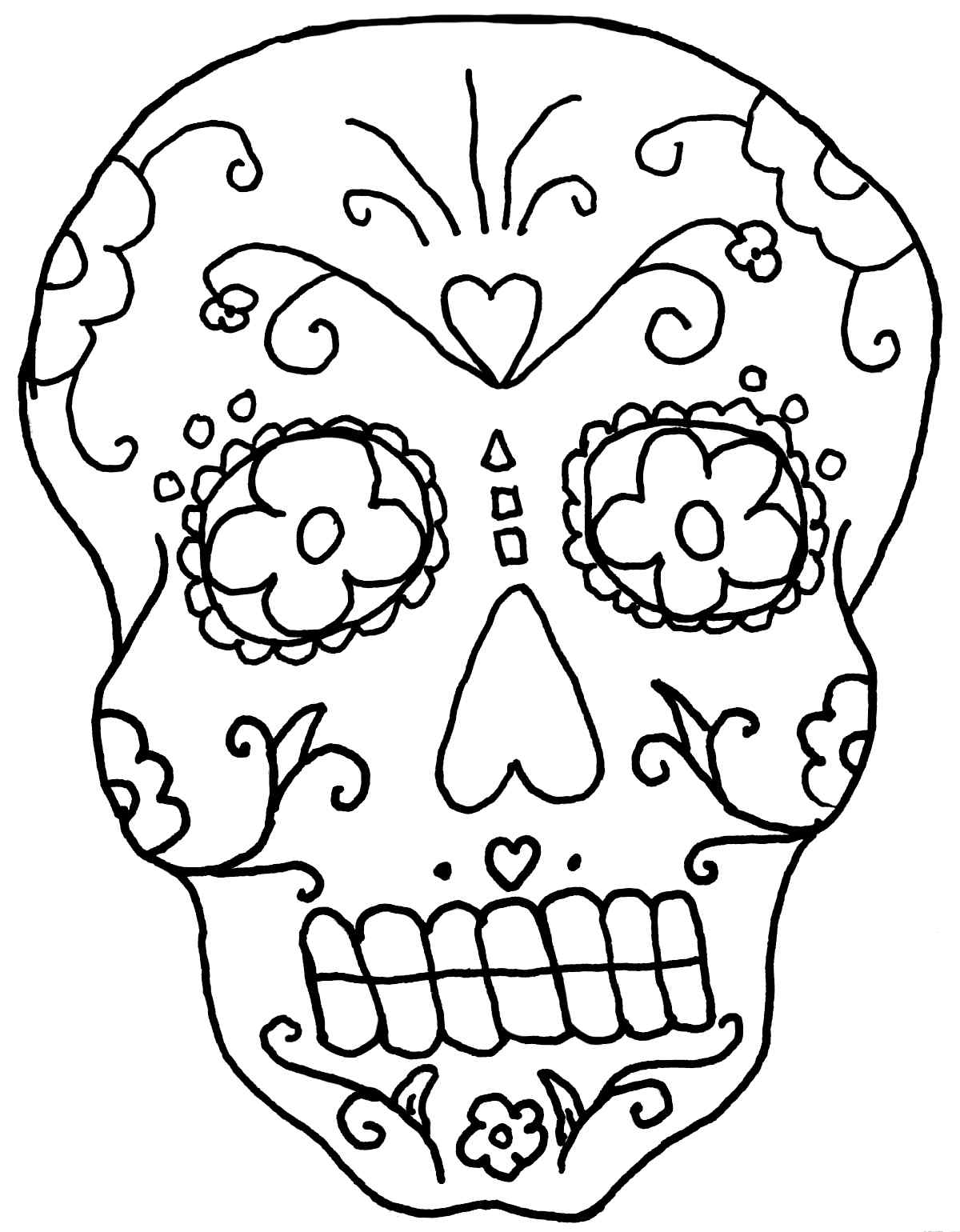 Rose In The Forehead Of The Skul Coloring Pages Coloring Cool